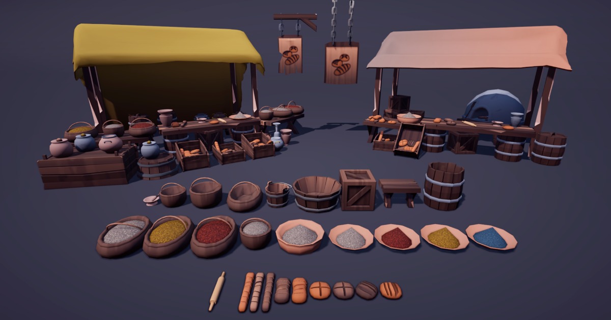 Bakery_Kitbashing - Lowpoly Environment by Unvik_3D | 3D Food | Unity Asset Store