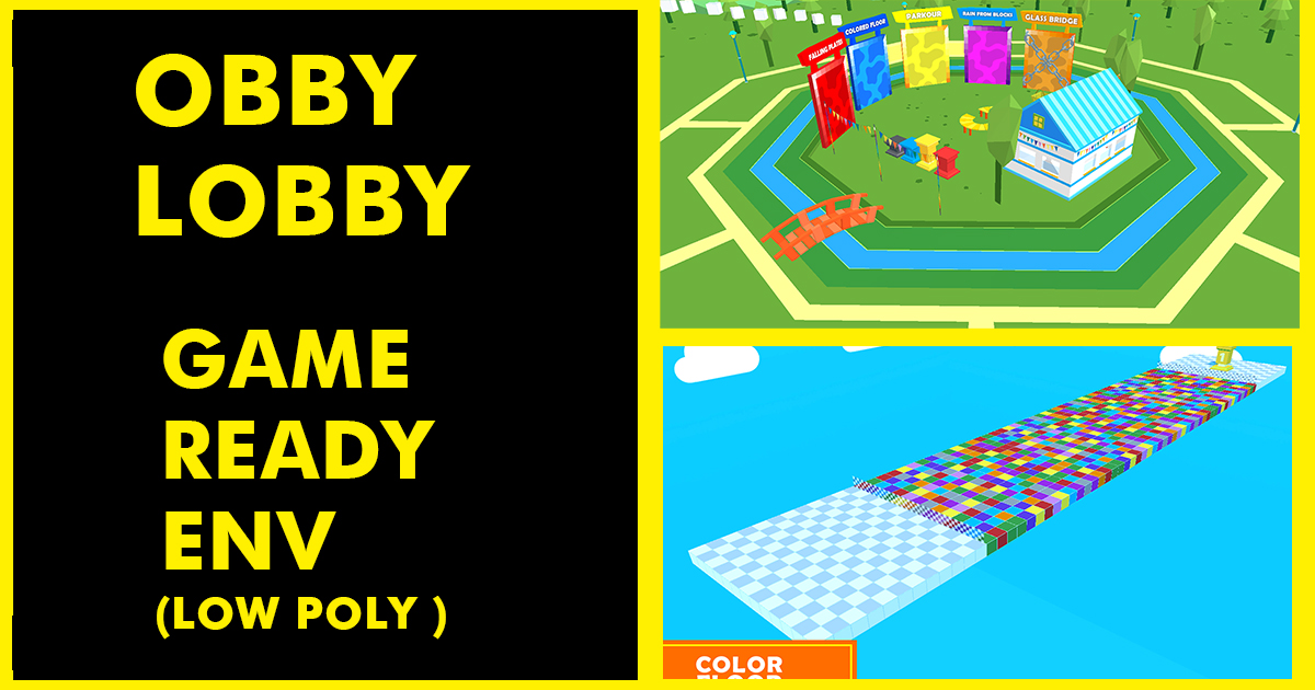 Toon Low poly obby lobby mobile environment - Game ready | 3D ...