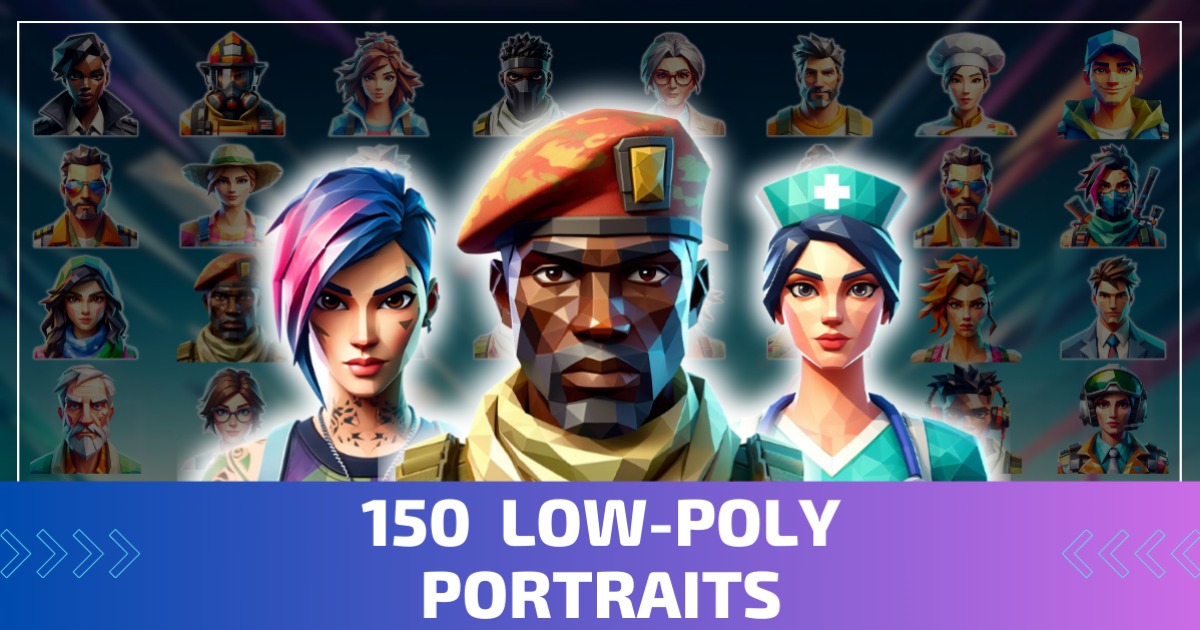 150 Low-Poly NPC Portraits - Transparent Background | 2D Characters ...