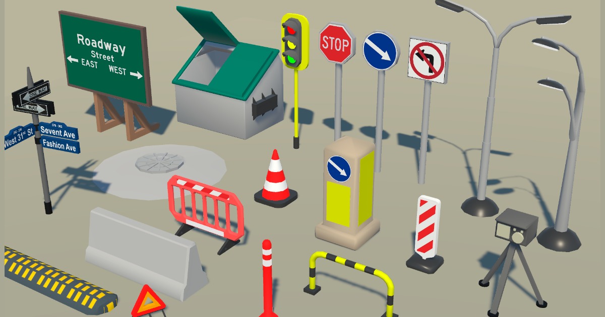 Low poly Road Pack - Created with FastMesh Asset | 3D Roadways | Unity ...