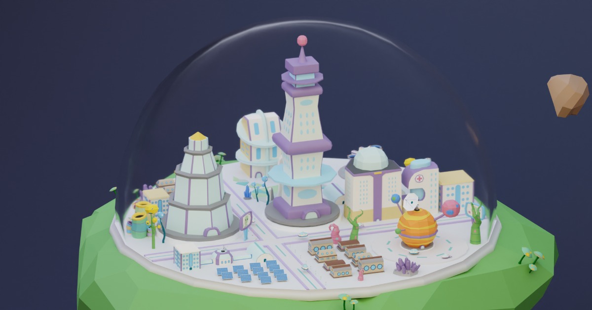 Low Poly Flying Sci Fi Island City | 3D Sci-Fi | Unity Asset Store
