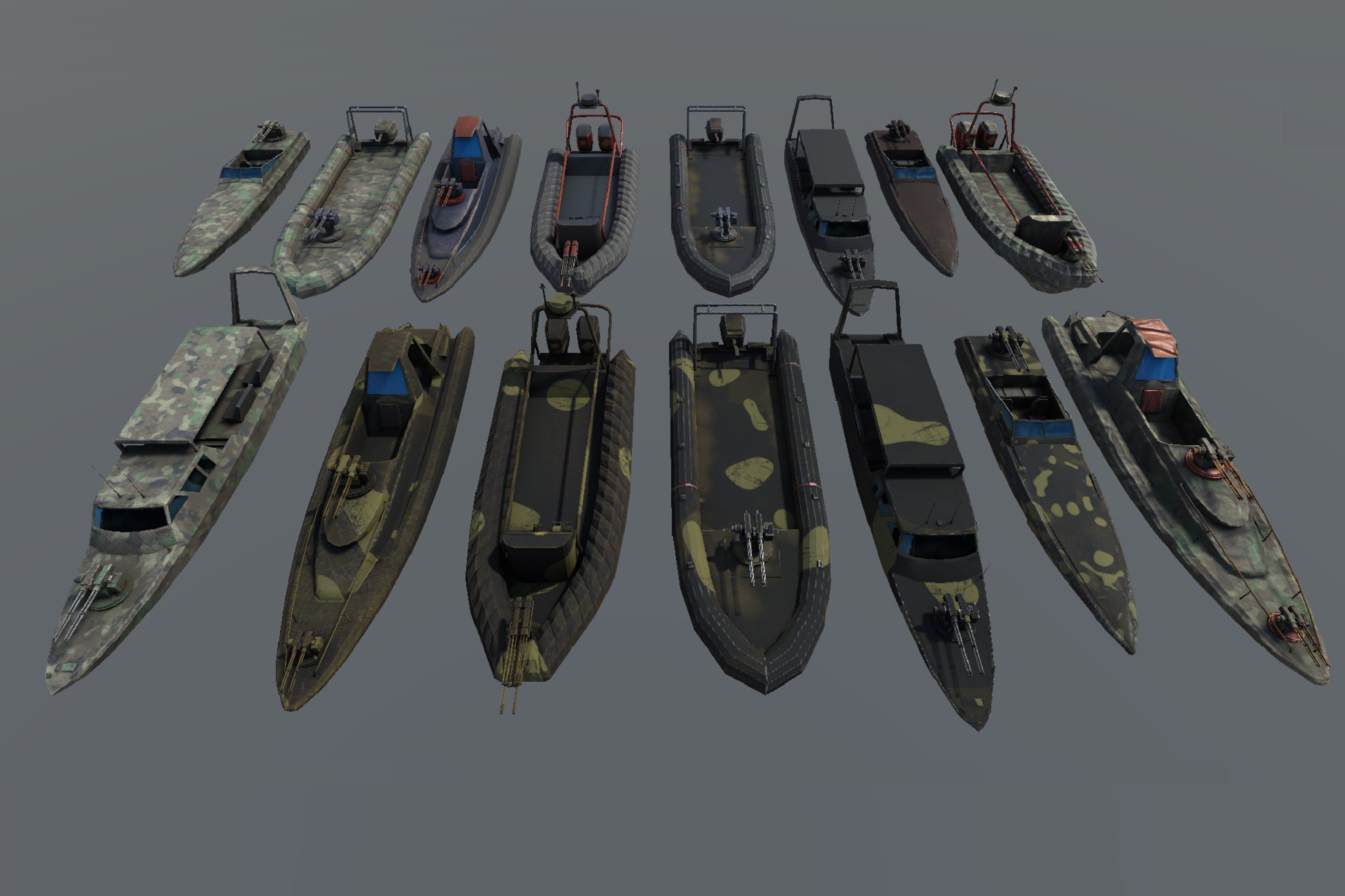 Pack of 15 Game ready AR VR PBR military gunship Power Boats | 3D Sea ...