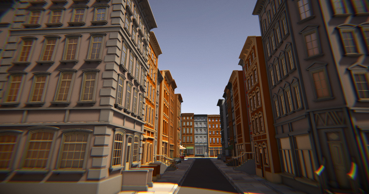 terraced houses cartoon style | 3D Urban | Unity Asset Store