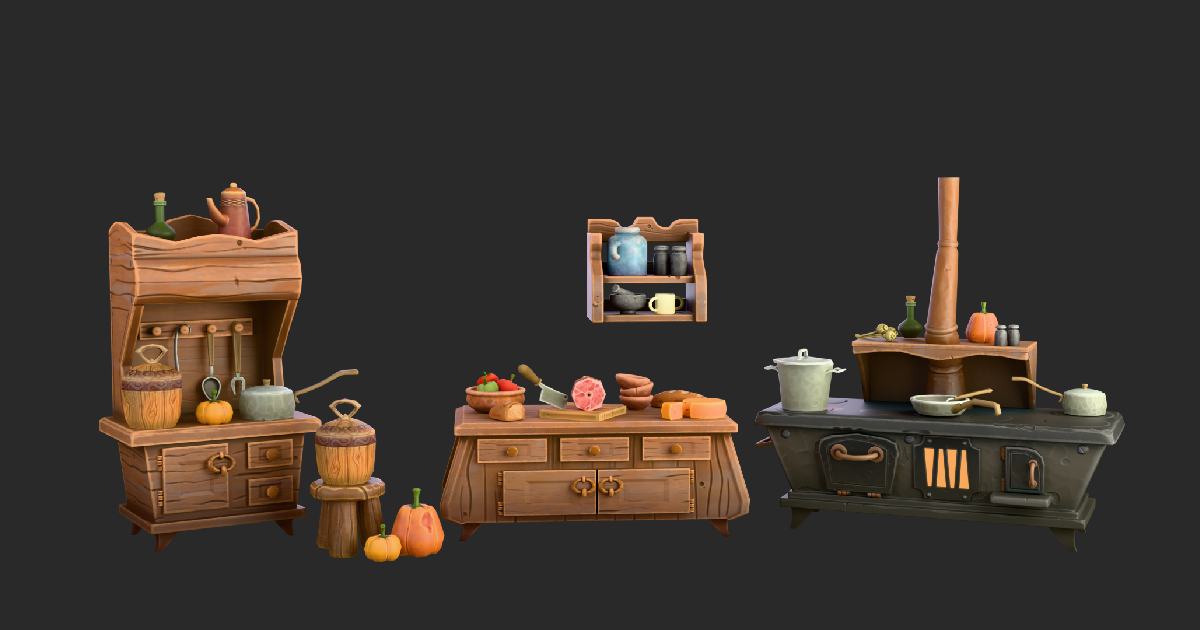 Stylized Cozy Kitchen | 3D Furniture | Unity Asset Store