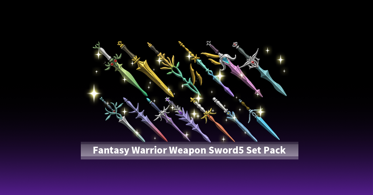 Fantasy Warrior Weapon Sword5 Set Pack | 2D Icons | Unity Asset Store