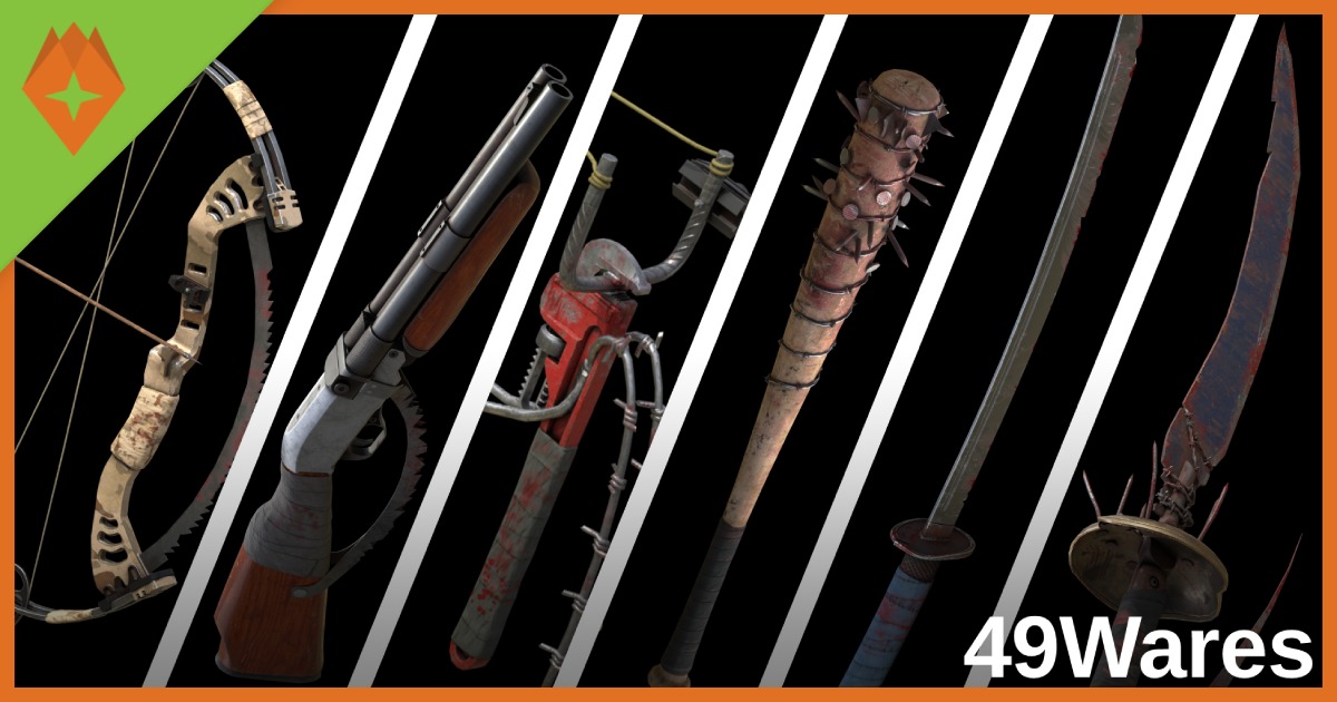 PBR (Zombie) Apocalypse Weapons - Pack 2 | 3D Props | Unity Asset Store