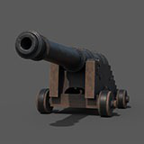 Iron gun - 8 pounder, naval carriage