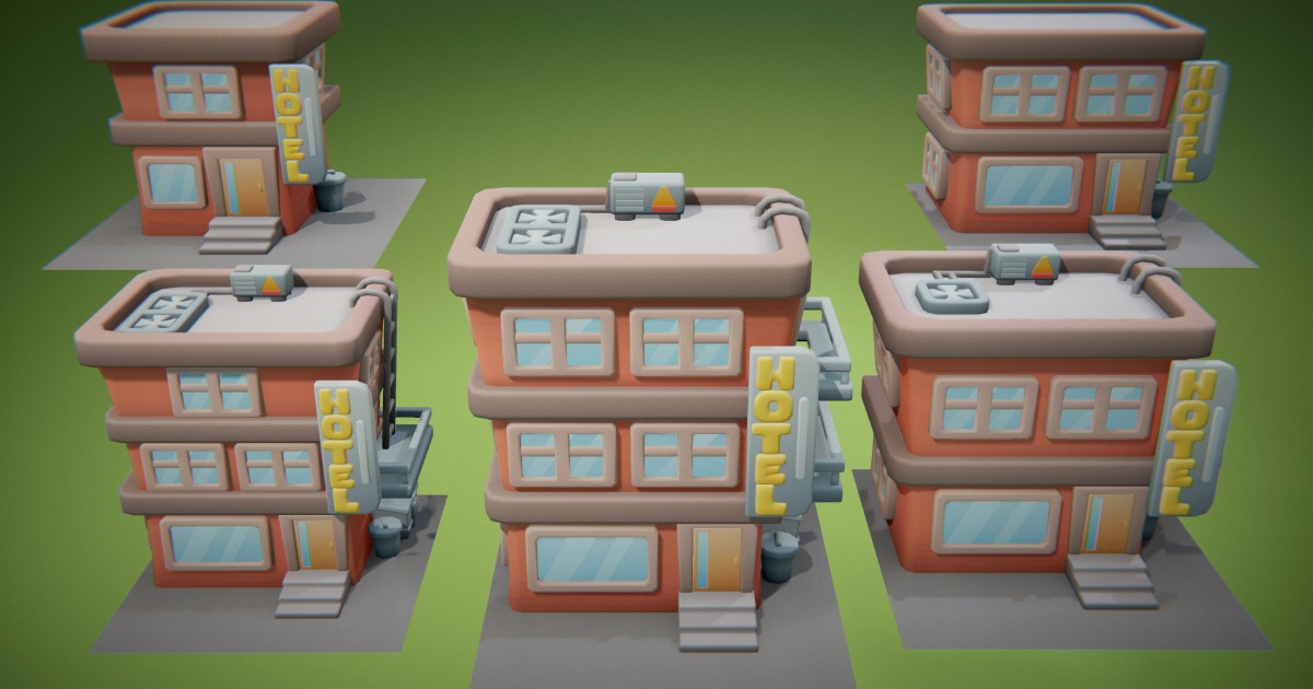 Hotel Building Level Up - 5 Levels | 3D Props | Unity Asset Store