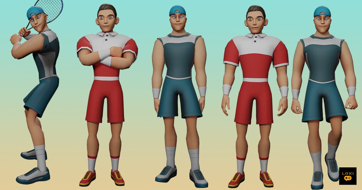 3D Stylized Male Tennis Player Character Pack | 3D Characters | Unity ...