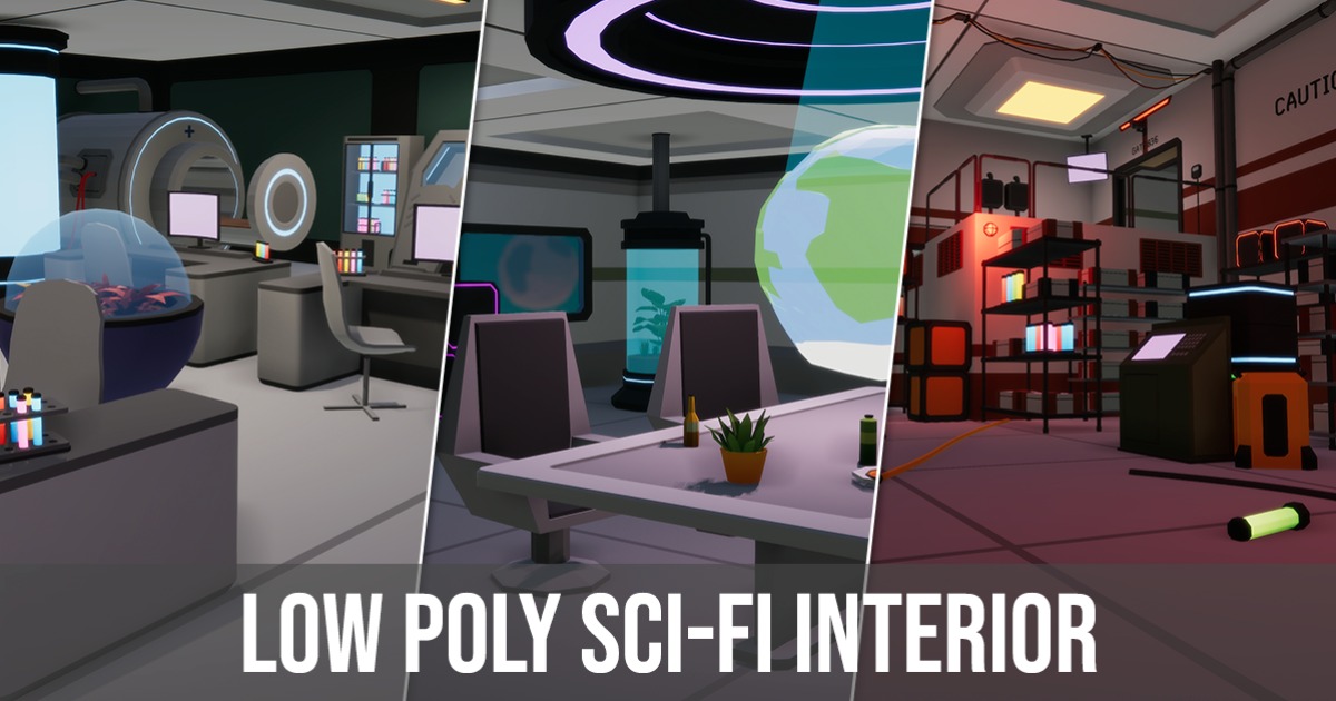 Low Poly Sci-Fi Cyberpunk Interiors | 3D Sci-Fi | Unity Asset Store