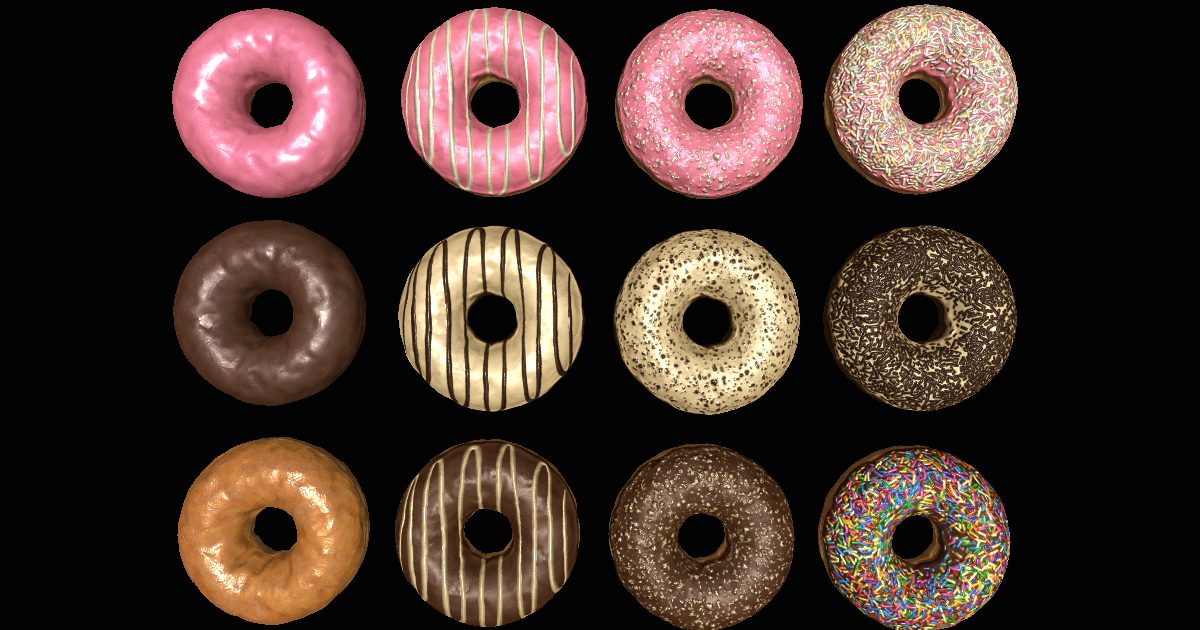 Donut set (basic) | 3D Food | Unity Asset Store