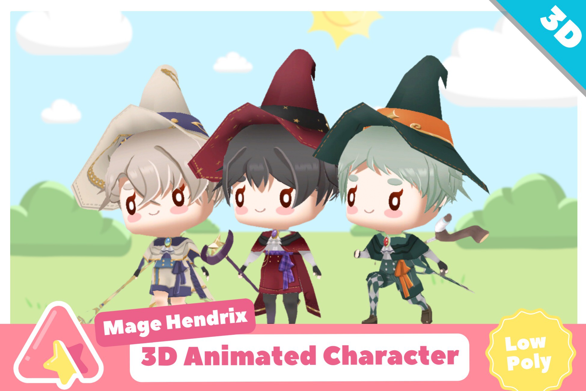 3D Chibi Mage Hendrix | 角色 | Unity Asset Store