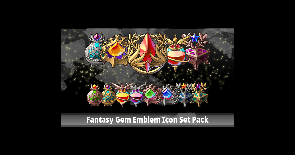Fantasy Gem Emblem Icon Set Pack | 2D Icons | Unity Asset Store