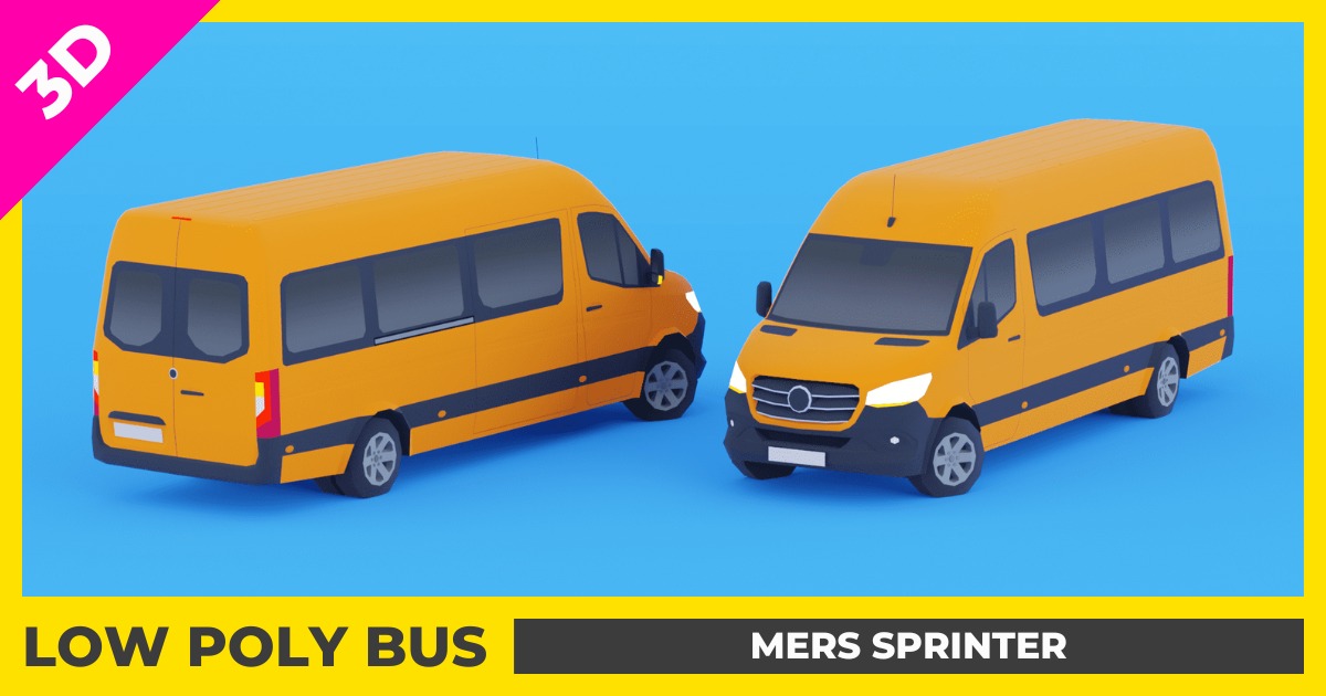 Low Poly Bus - Mers Sprinter | 3D 지상 | Unity Asset Store