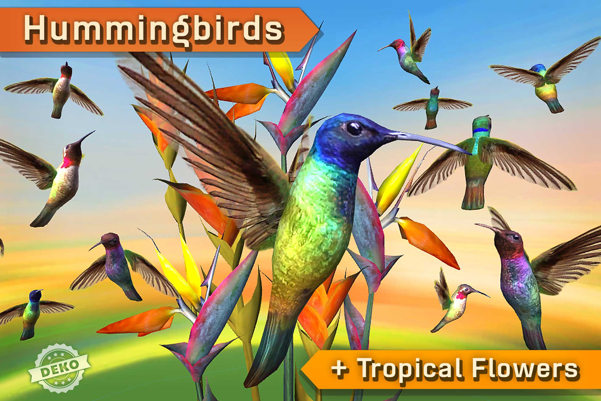 Hummingbirds + Tropical Flowers | Characters | Unity Asset Store