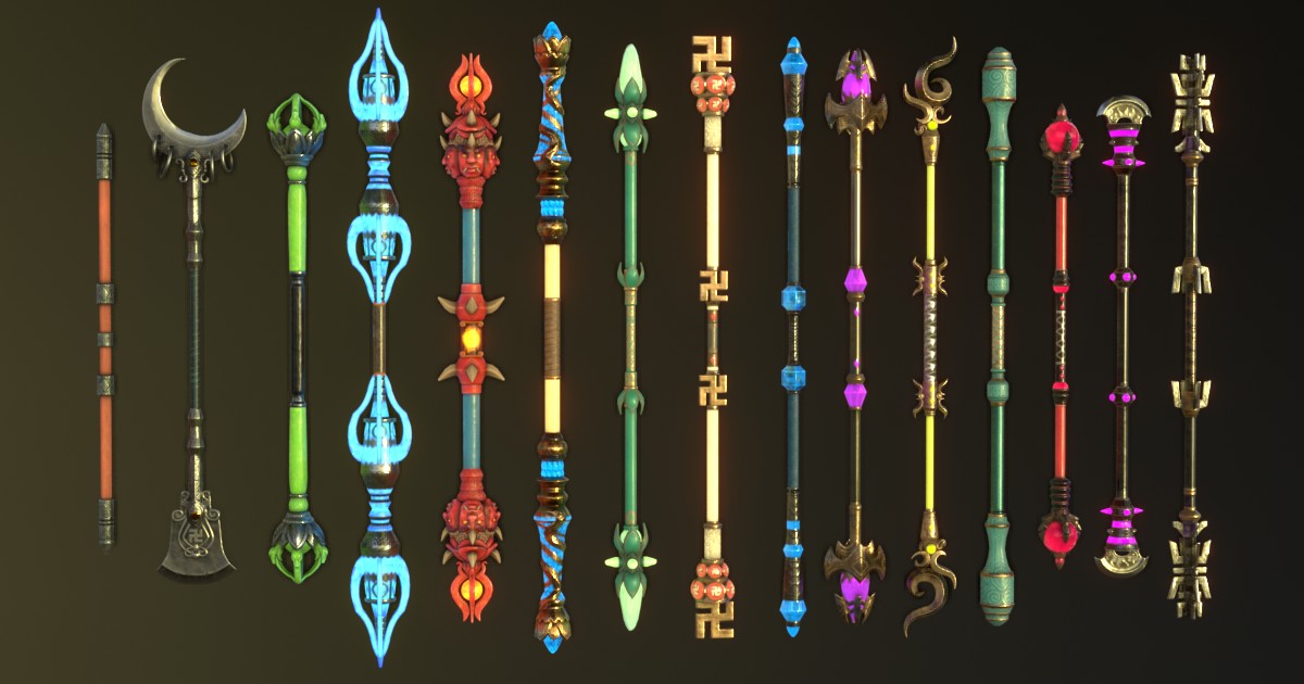 Fantasy Indian Staff Set 04 | 3D Weapons | Unity Asset Store