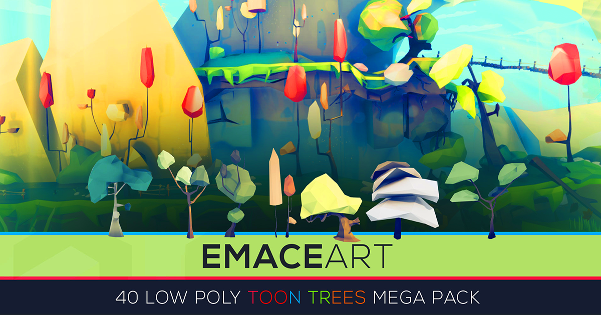 Low Poly Nature Project - Starter Trees Toon Edition Set | 3D Trees ...