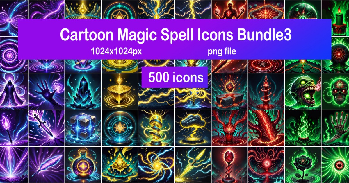 Cartoon Magic Spell Icons Bundle3 | 2D Icons | Unity Asset Store