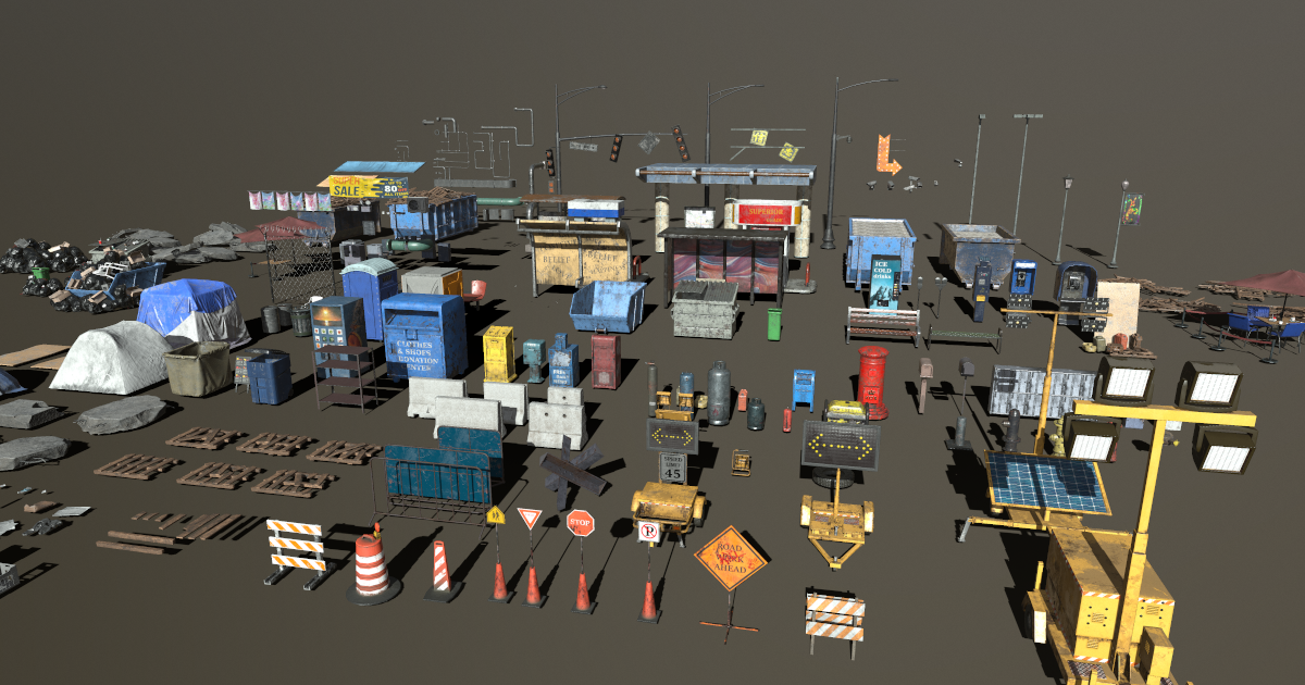 Post Apocalyptic Low Poly Props | 3D Props | Unity Asset Store