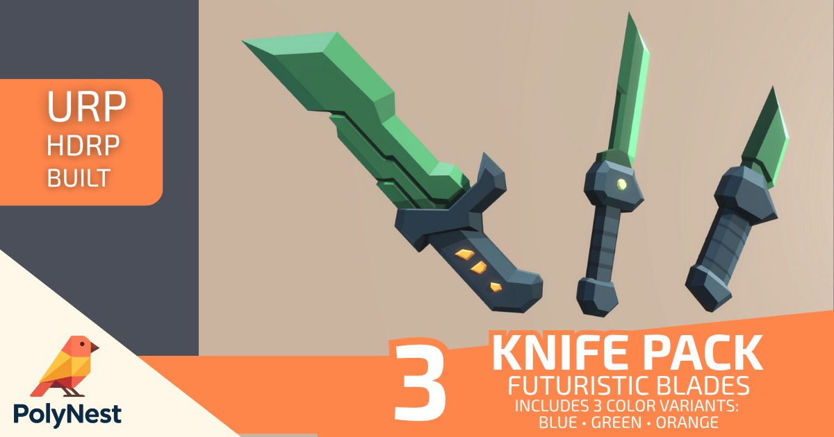 FREE Demo: Low Poly Sci-Fi Neon Knife (3 Assets) - Vol 1 Sample | 3D Weapons | Unity Asset Store