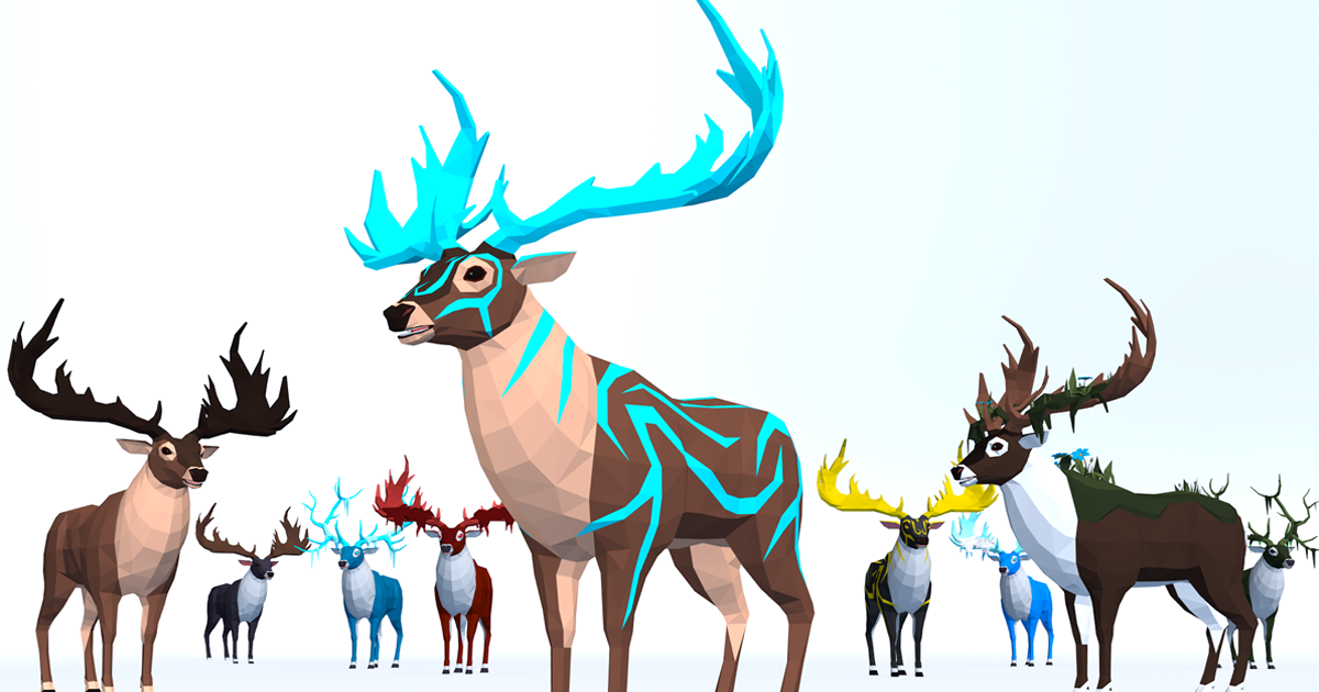 LowPoly Fantasy Deers pack | 3D Animals | Unity Asset Store