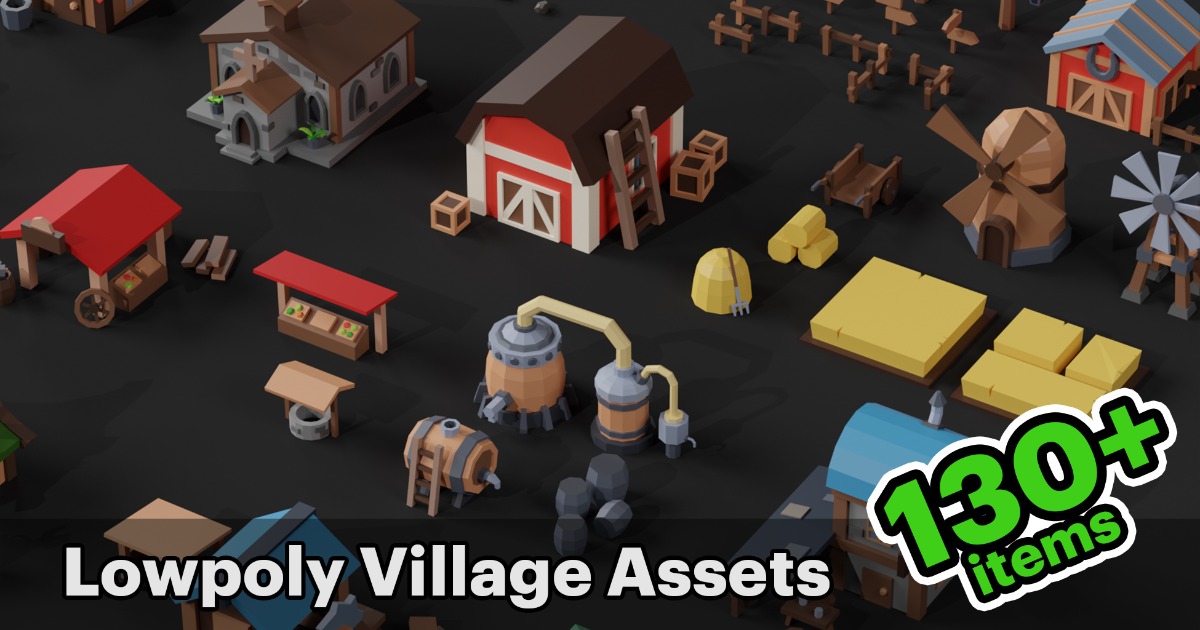 Lowpoly Village Town Exteriors Environment Big Asset Kit | 3D Environments | Unity Asset Store