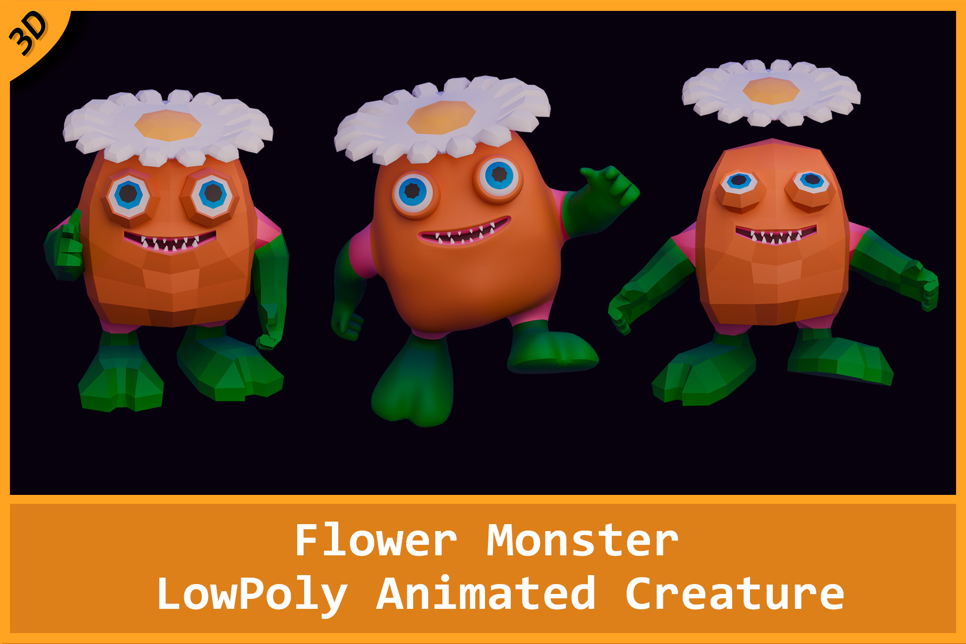 Low Poly Flower Monster – Animated Creature for Games | 3D Creatures ...