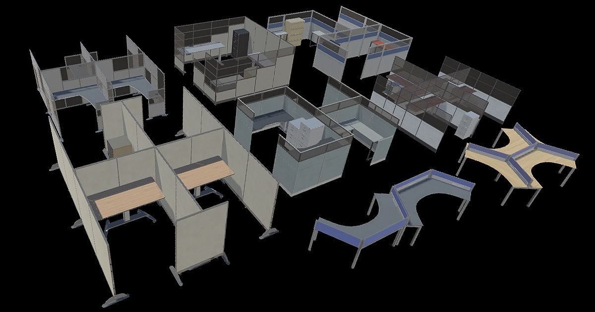 Office Cubicle Set ( Desks / Walls / Cabinets ) | 3D Interior | Unity ...