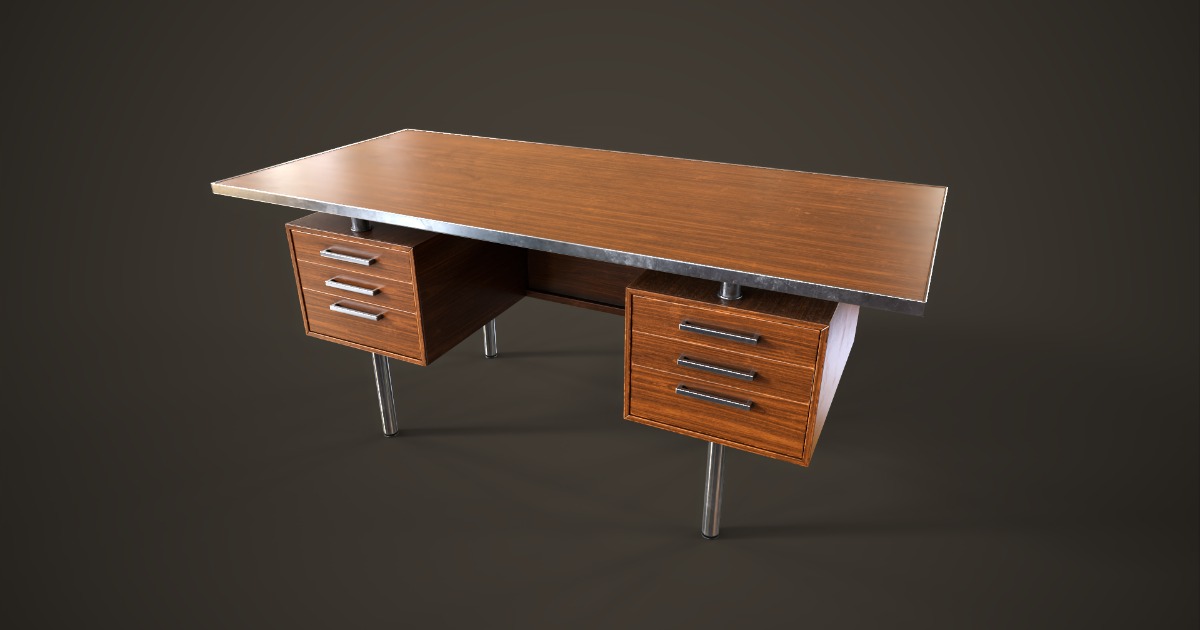 Retro wooden office desk | 3D Furniture | Unity Asset Store