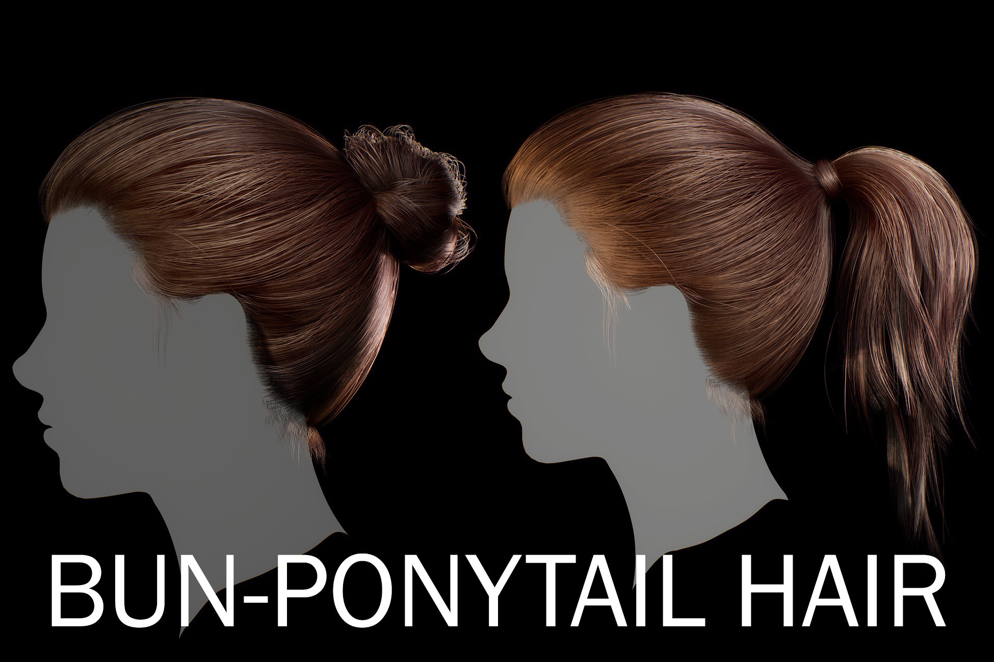 Realistic Female Hair - Ponytail & Bun Pack (Game Ready)style ...