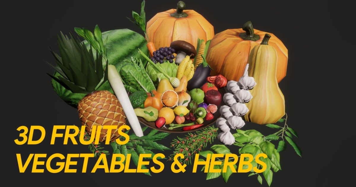 3D Fruits Vegetables & Herbs Pack | 3D Food | Unity Asset Store
