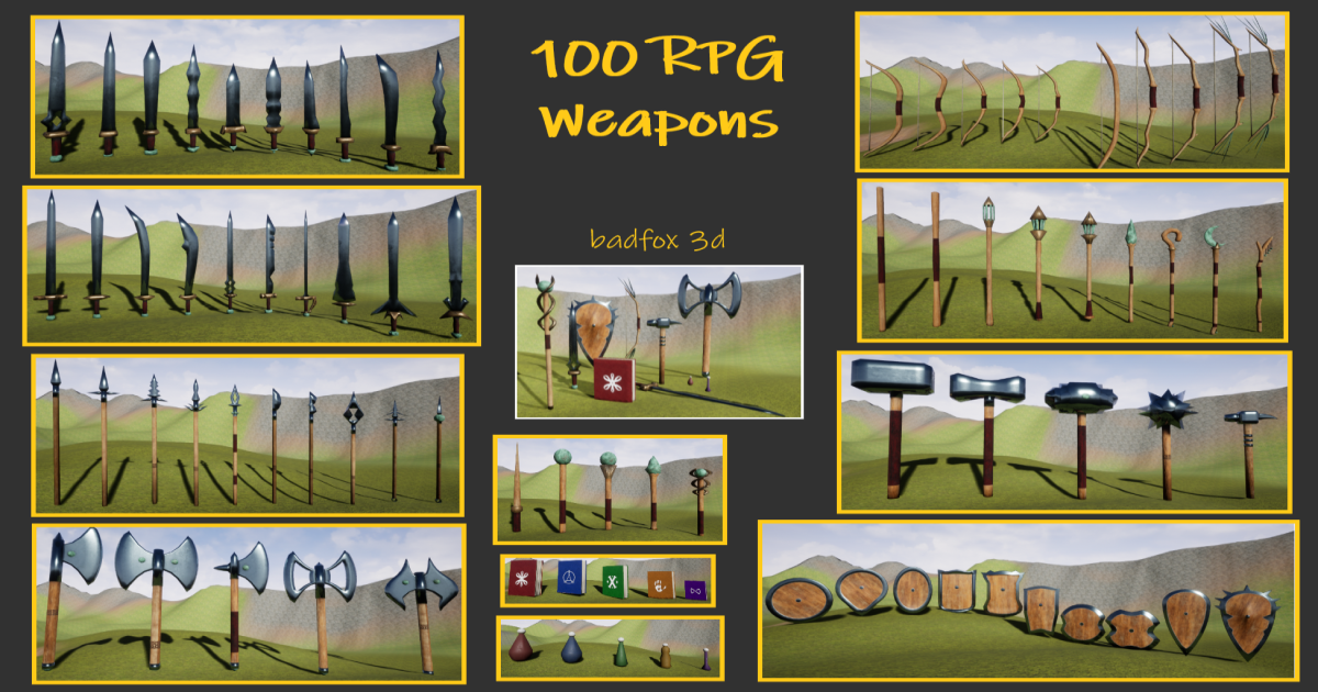 RPG Pack - 100 Basic Weapons | 3D Weapons | Unity Asset Store