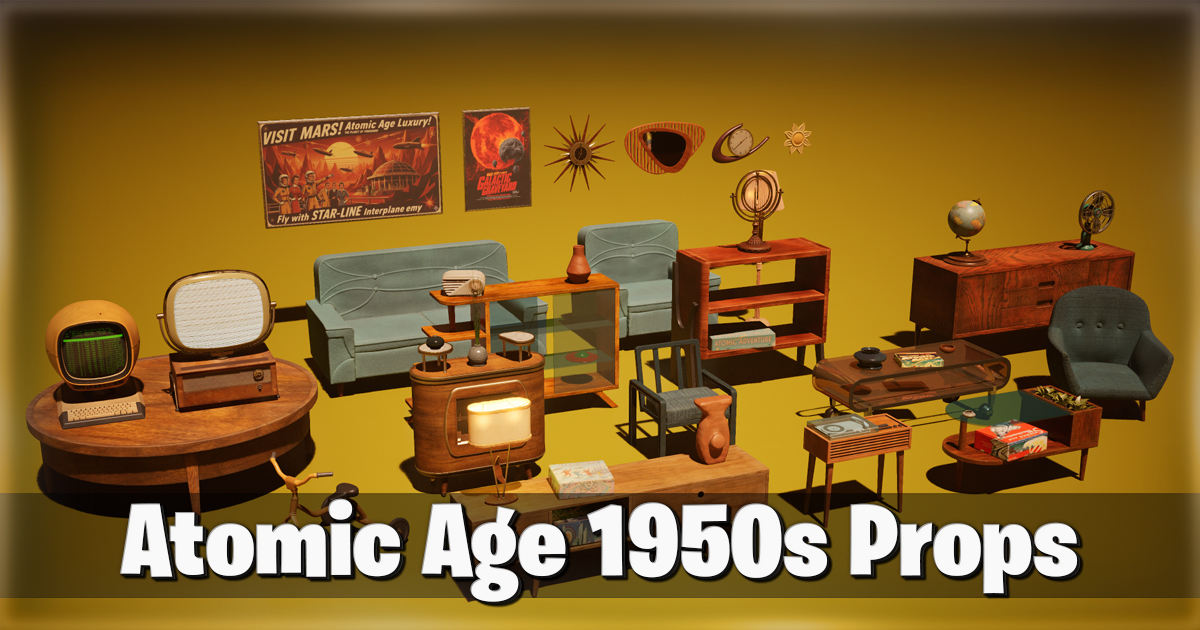 Retro-Futuristic Props / Retro Room Props Interior / Retrofuturism Pack ...
