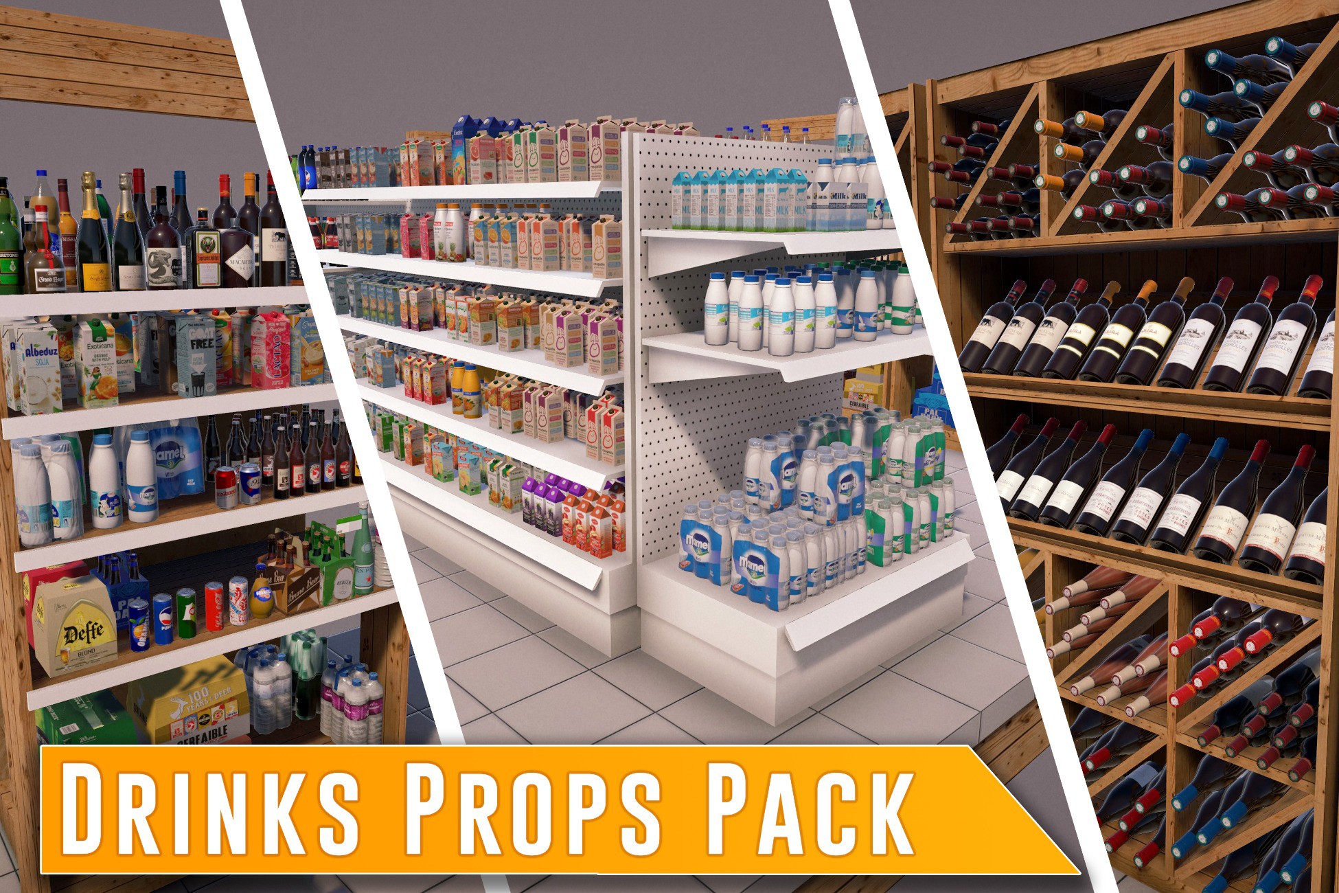 Drinks props pack with LOD | 3D Food | Unity Asset Store