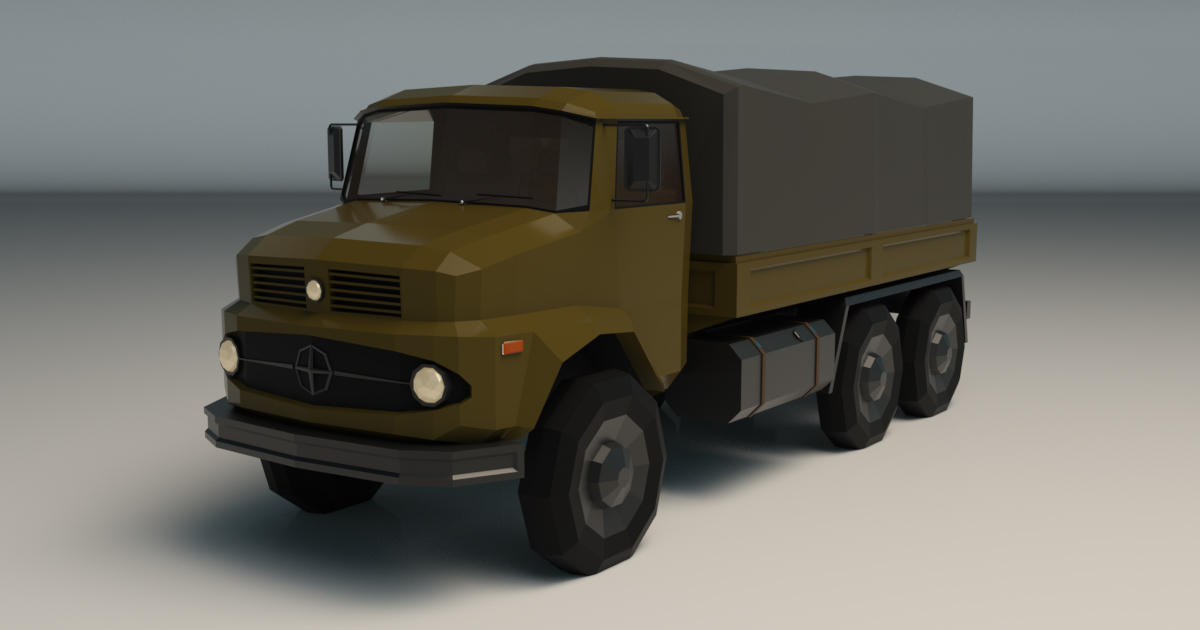 Low Poly Military Truck 03 | 3D Land | Unity Asset Store