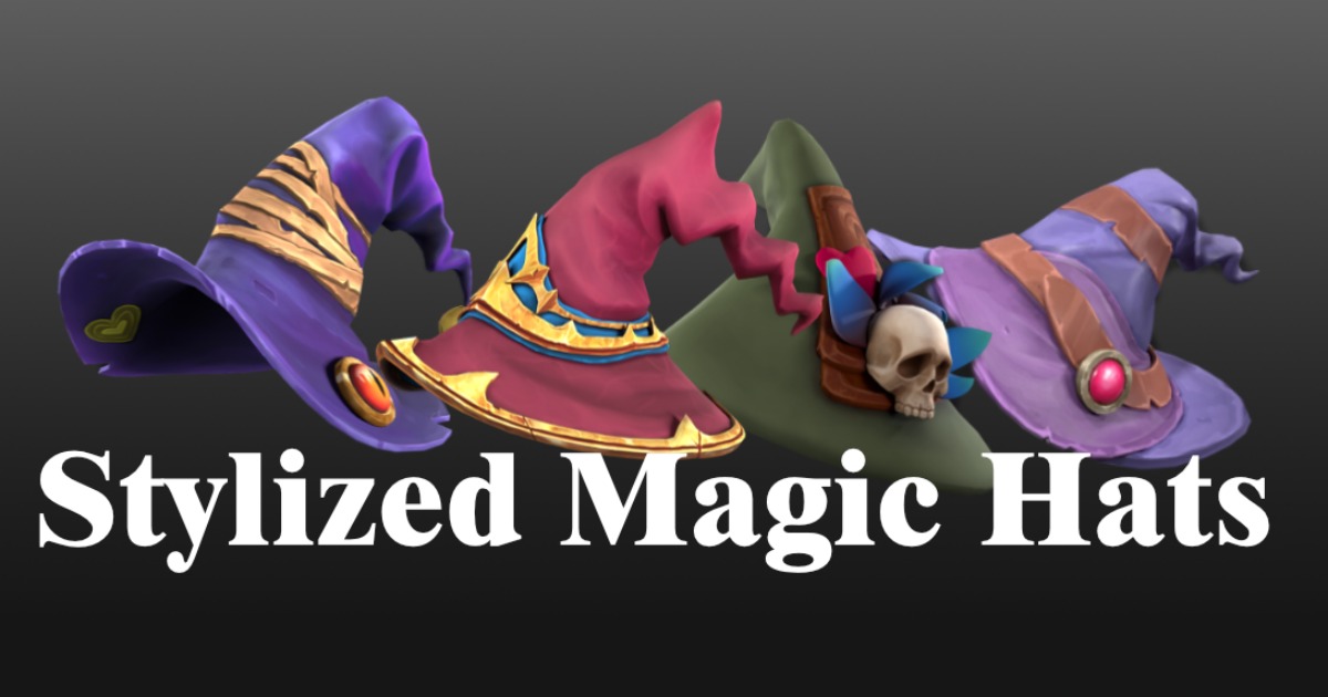 Stylized Magic Hats l Game Ready l Handpainted | Props | Unity Asset Store