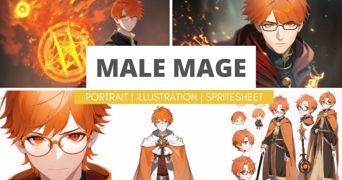 Male Mage (Fiery Resolve) - Fantasy Job Class Character Set | 2D ...