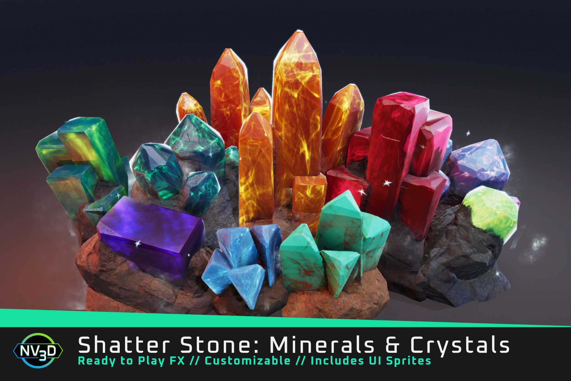Shatter Stone: Minerals & Crystals Mining Resource Pack | 3D Props ...