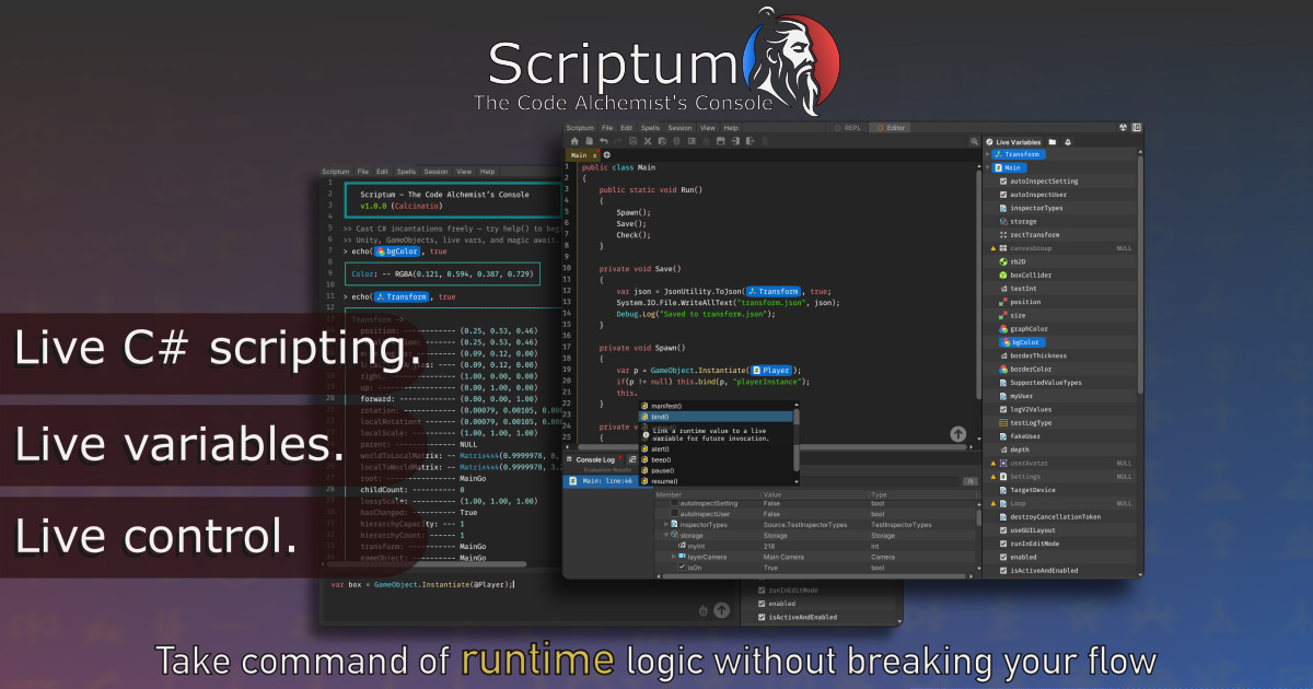 Scriptum - The Code Alchemist's Console | Game Toolkits | Unity Asset Store