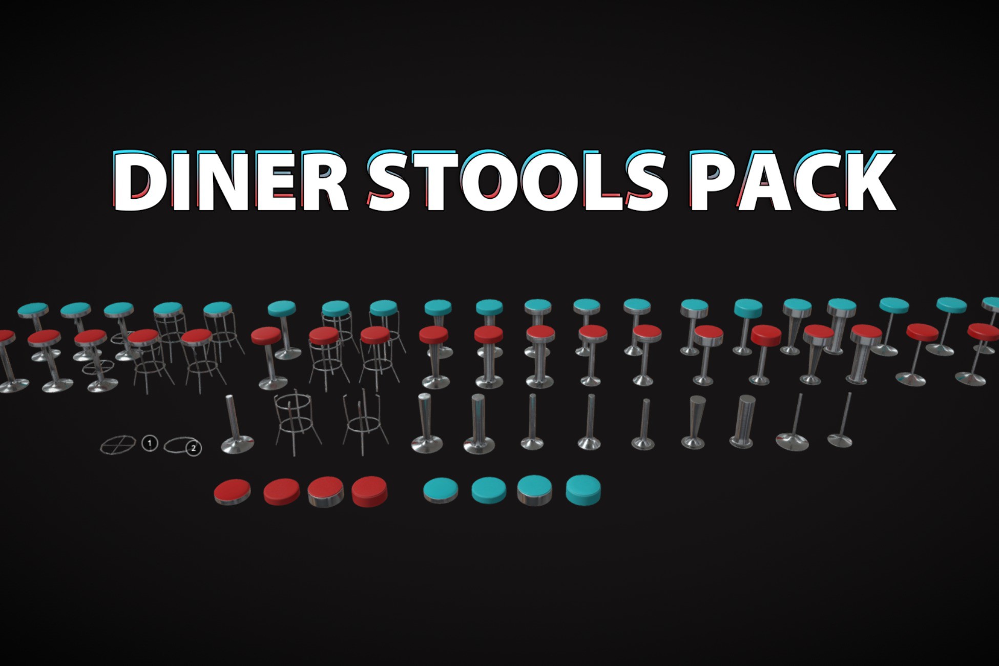 Diner Stools V3 | 3D Props | Unity Asset Store