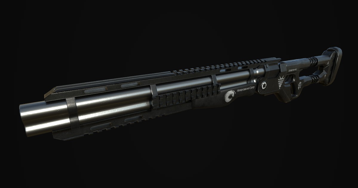 Futuristic Double Barrel Shotgun