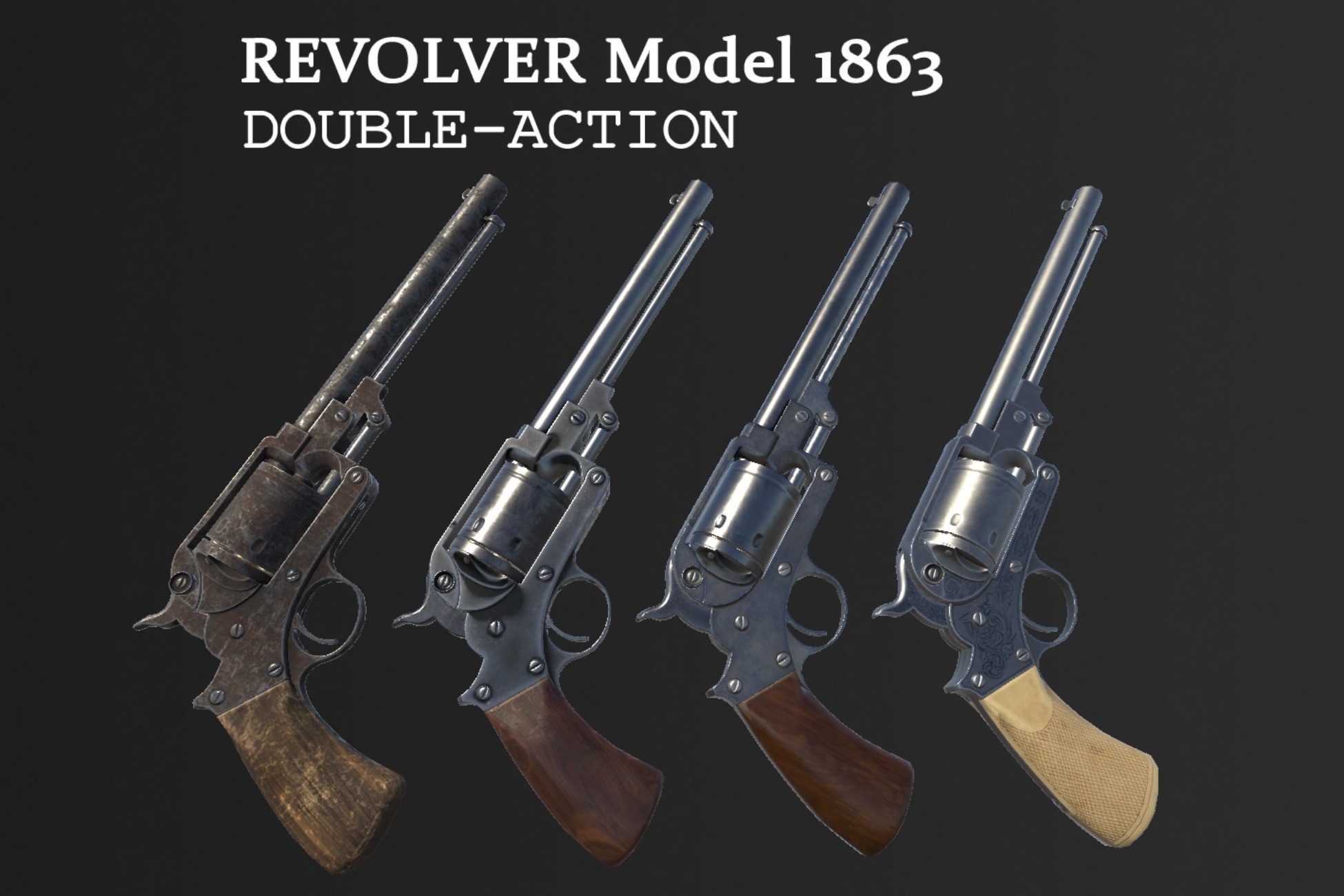 Old Revolver Model 1863 | 3D Weapons | Unity Asset Store