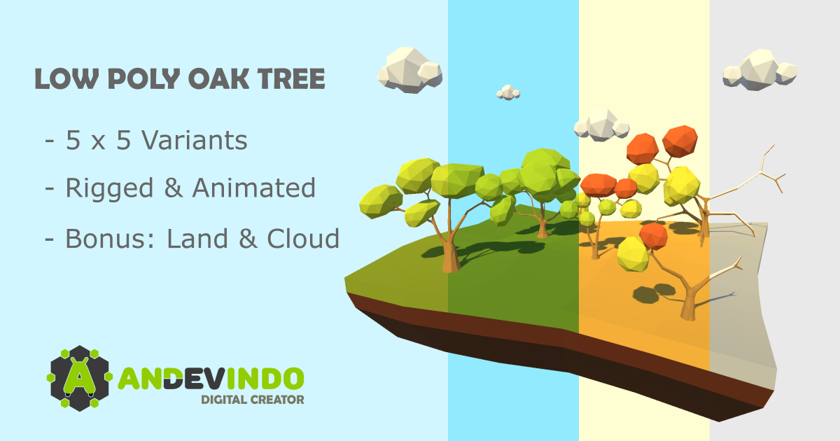 Low Poly Oak Tree | 3D Trees | Unity Asset Store