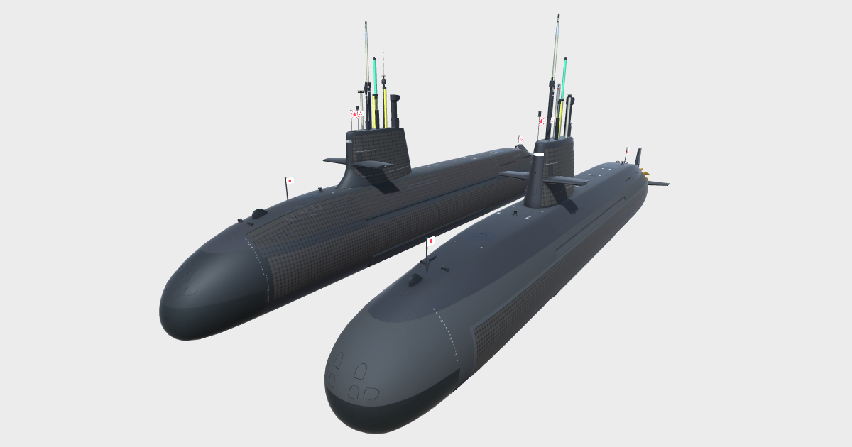 Japanese modern military ship Soryu-class and Oyashio-class submarine ...