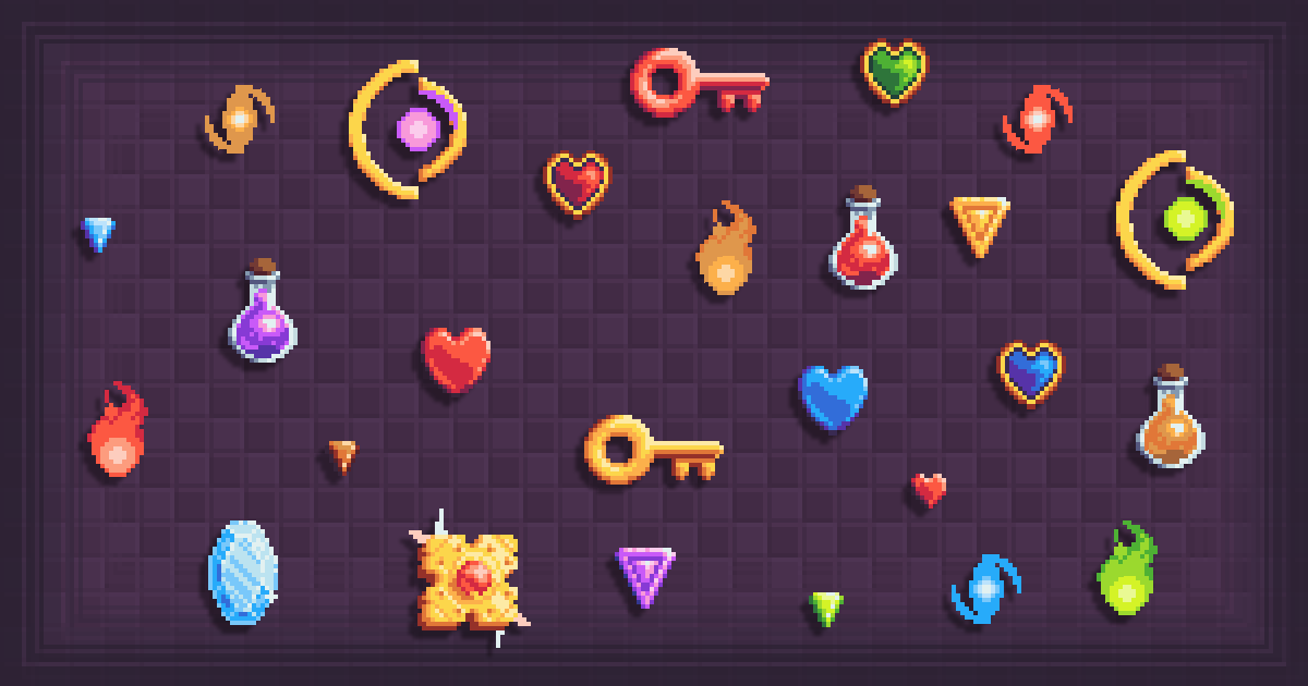 Super Pixel Item Pickups Fantasy Pack 1 2d Textures And Materials Unity Asset Store