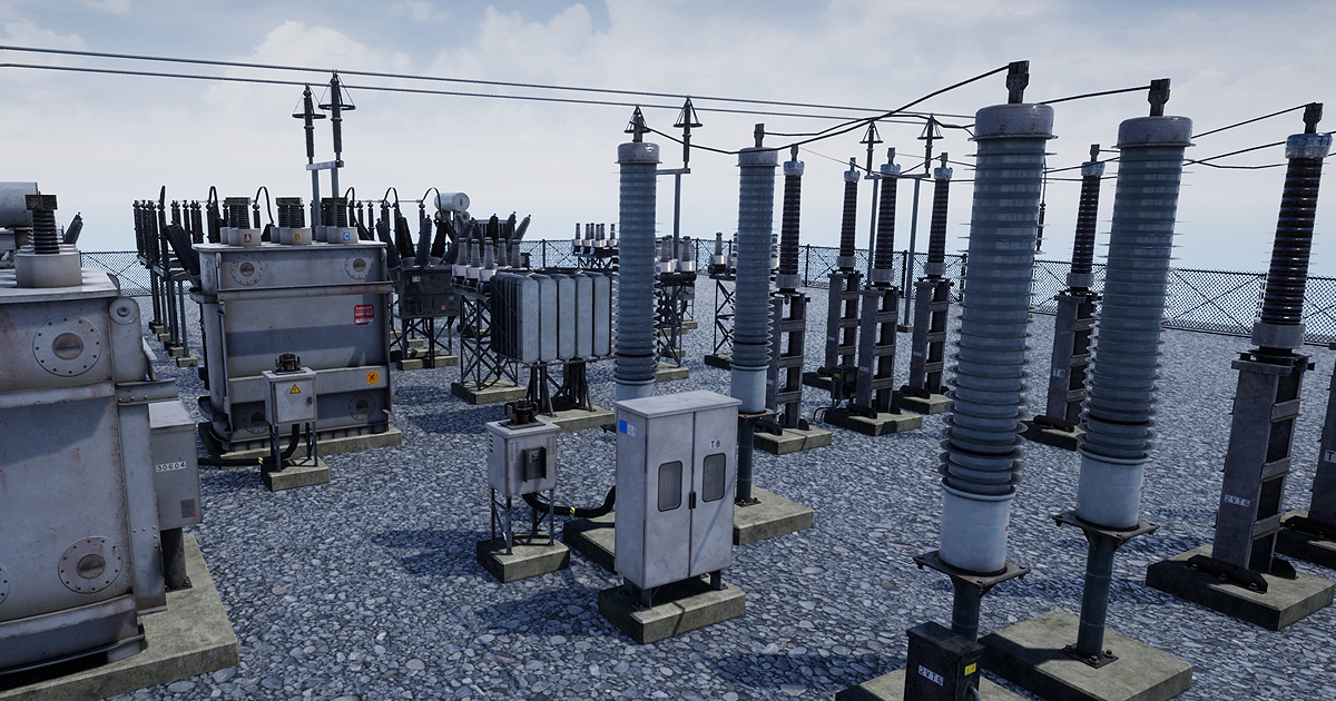 Electric Substation ( Power Grid ) | 3D Industrial | Unity Asset Store