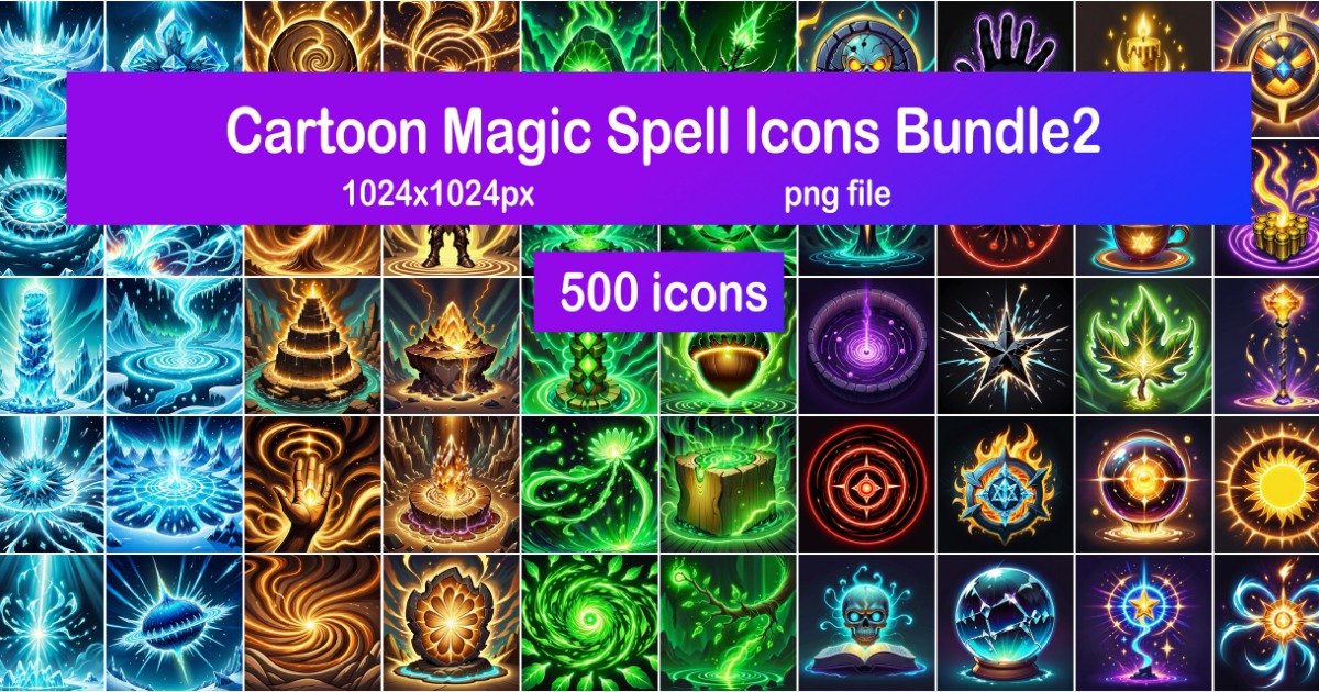 Cartoon Magic Spell Icons Bundle2 | 2D Icons | Unity Asset Store