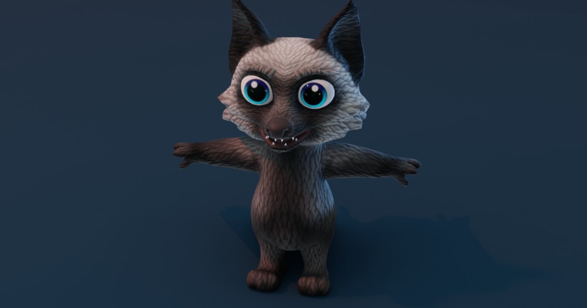 Stylized Silver Fox 3D Model (Low-Poly, Game-Ready, Animated, Built-In ...