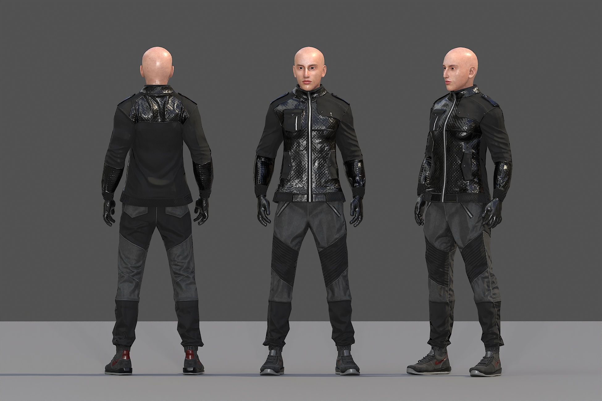 Street man in leather black jacket and sport pants | Characters | Unity ...