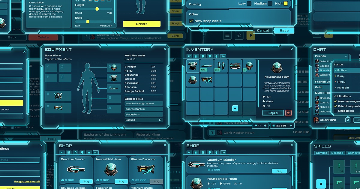 Blue Sci-fi GUI Kit + 250 icons! | 2D GUI | Unity Asset Store